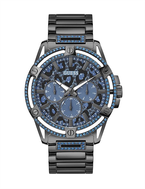 Guess Guess King Crystal Leopard Gunmetal Bracelet Watch | David Jones