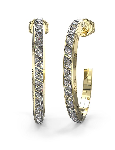 Guess Guess Trinity 38mm Multi Triangle Hoop Gold Earrings | David Jones