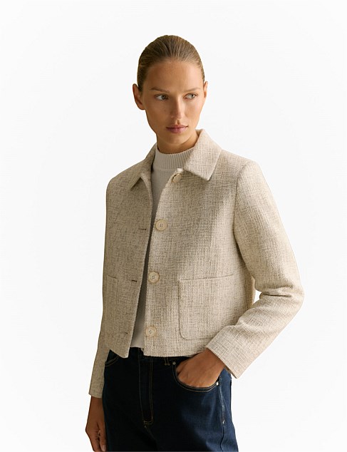 Trenery Yarn Dyed Tweed Cropped Jacket | David Jones