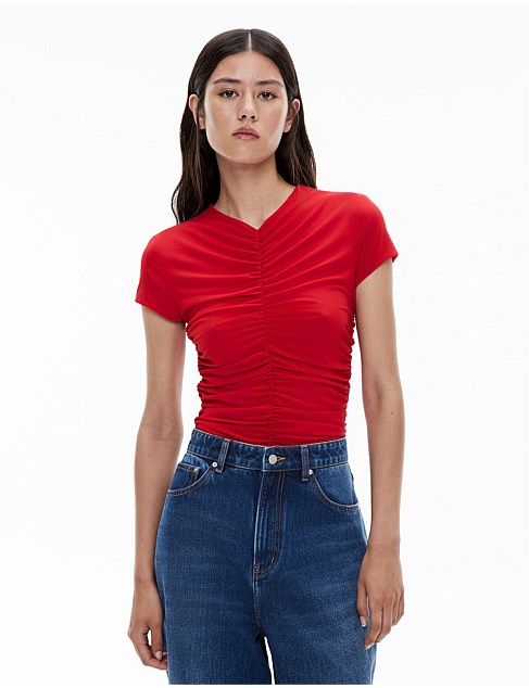 Witchery Ruched Mesh Tee | David Jones