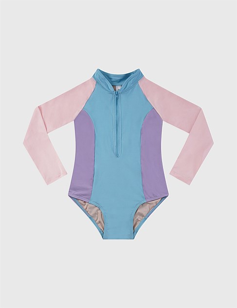 Aqua Blu Stepping Stones Long Sleeve One Piece | David Jones