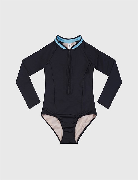 Aqua Blu Stepping Stones Long Sleeve One Piece | David Jones