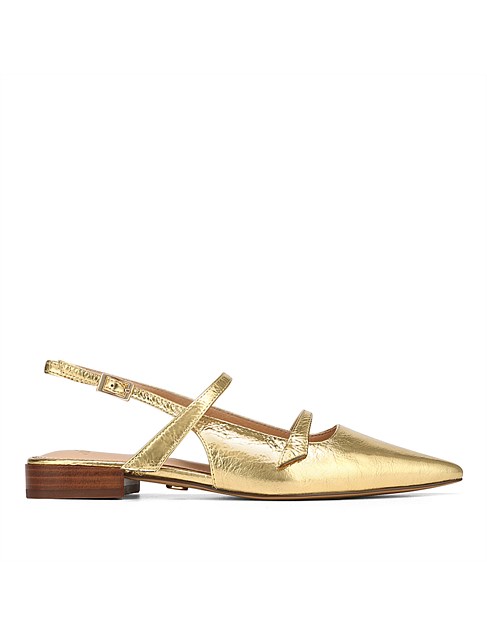 Wittner Maddy Gold Metallic Crease Leather Slingback | David Jones