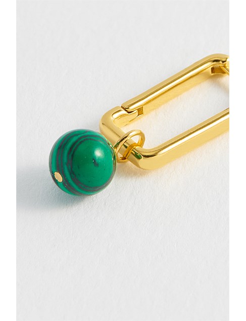Estella Bartlett Elongated Square Hoop Earrings W Malachite Drop ...