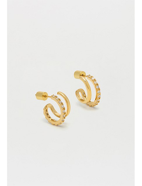 Estella Bartlett Double Loop Hoop Earrings With Cz | David Jones
