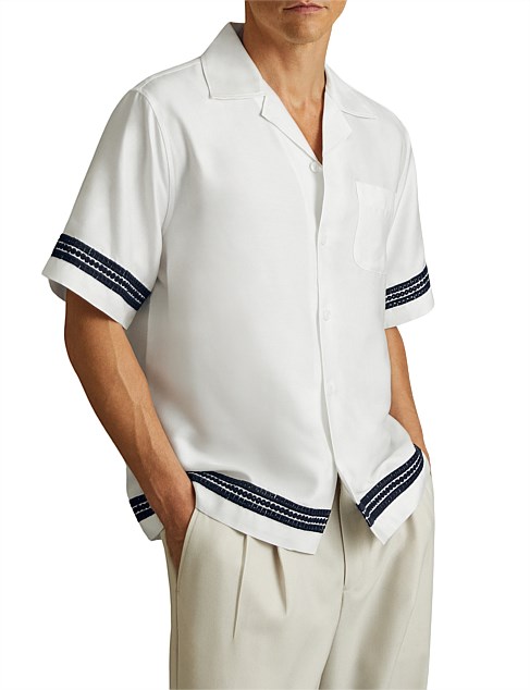 Reiss Sharday Short Sleeve Embroided Hem | David Jones