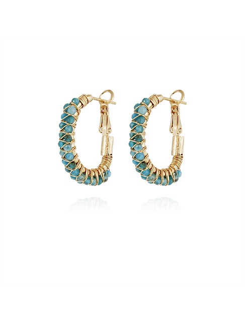 Gas Bijoux Lyre Beaded Hoop Earrings | David Jones