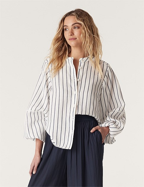 Cable Avondale Striped Linen Blouse | David Jones