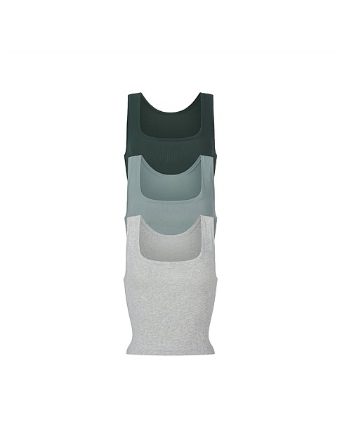Skims Cotton Rib Tank 3-pack | David Jones