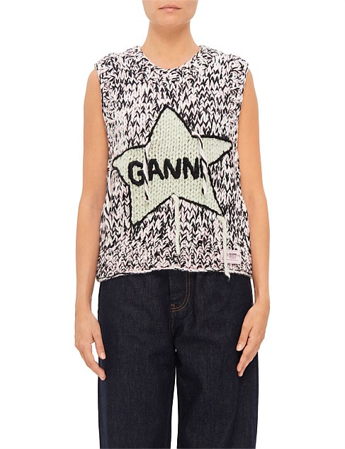 Ganni Graphic Wool Handknit Vest | David Jones