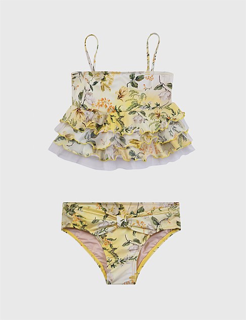 Aqua Blu Holly Tiered Frill Tankini Set | David Jones