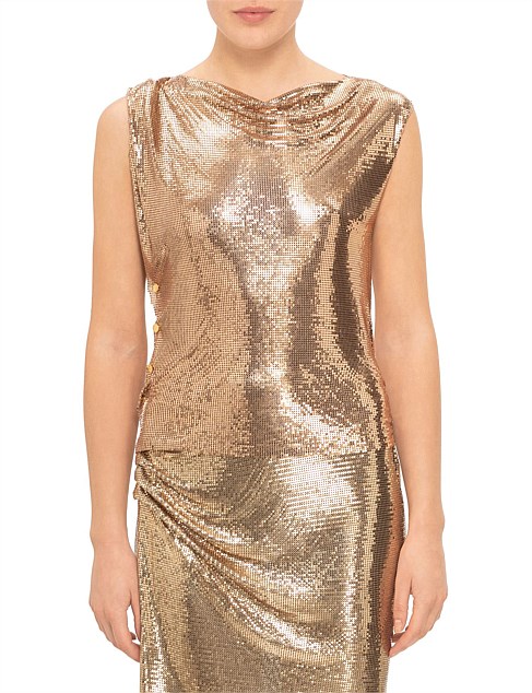 Rabanne Mini Mesh Metallic Top | David Jones