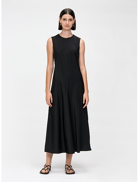 Veronika Maine Washer Satin Flounce Yoke Dress | David Jones