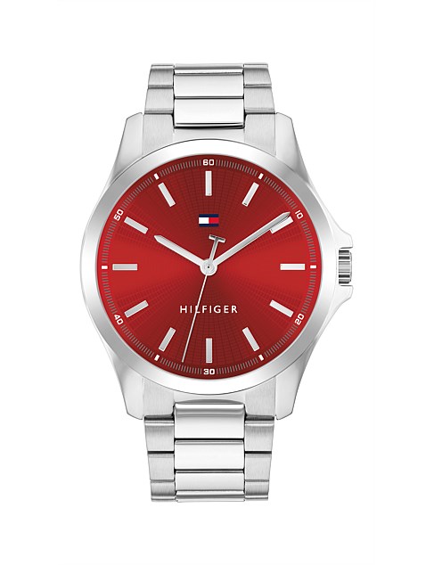 Tommy Hilfiger Tommy Hilfiger Bruce Stainless Steel Red Dial Men ...