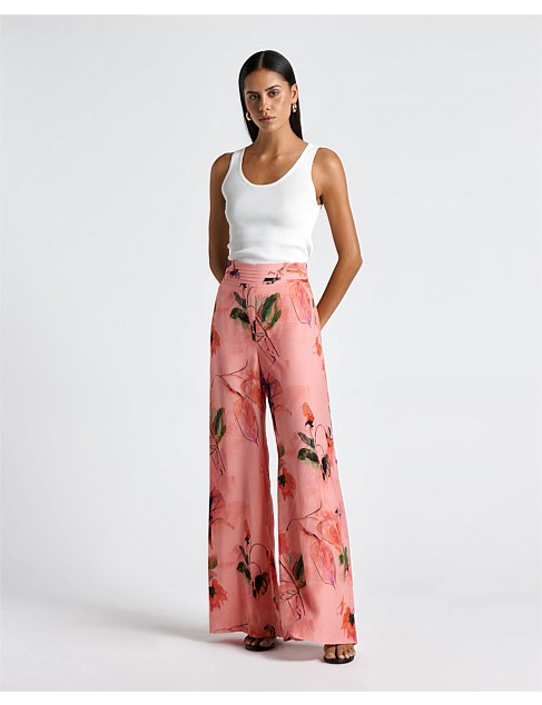 Cue Watercolour Floral Wide Leg Pant | David Jones