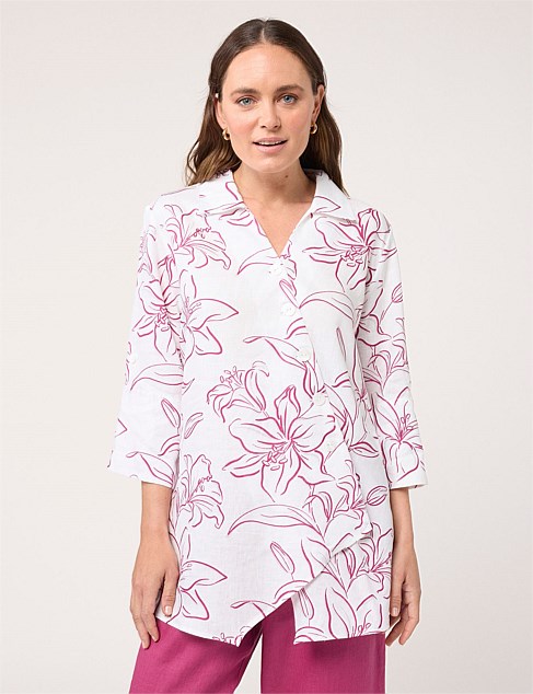 Black Pepper Lilium 3/4 Sleeve Shirt | David Jones
