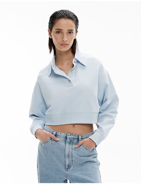 Witchery Jersey Polo Top With Mock Tortoise Shell Buttons | David Jones