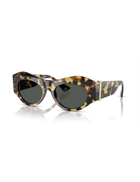 Versace Irregular Brown Yellow Havana Dark Gray Sunglasses | David Jones