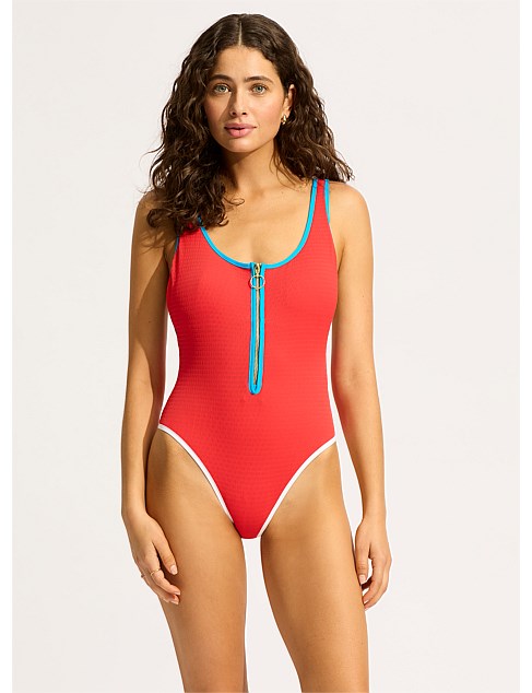 Seafolly Beach Bound Retro Tank One Piece Swimsuit | David Jones