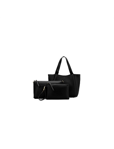 Black Caviar Mini Evelyn 3 Piece Handbag Set | David Jones