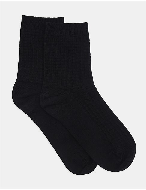 Ambra Organic Cotton Waffle Crew Sock | David Jones