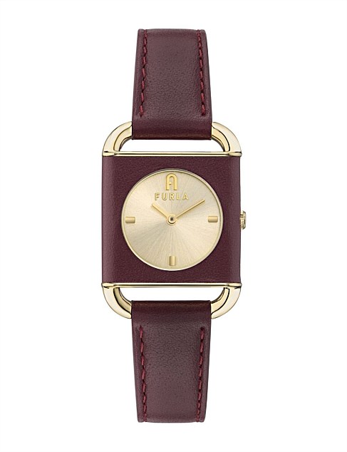 Furla Furla Arco Square Dark Red Leather Strap Watch | David Jones