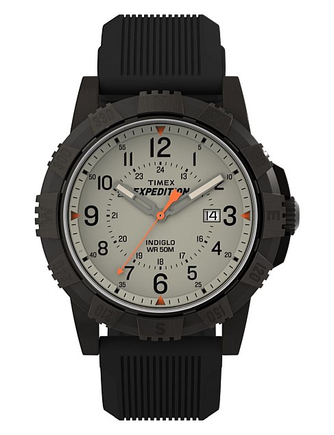 Timex Timex Expedition Rugged Field Tan Dial Black Silicone Watch ...