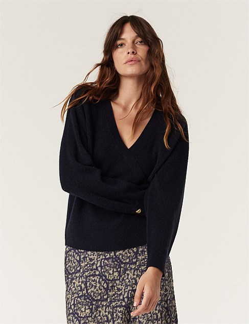 Cable Audrey Merino Jumper Midnight Navy | David Jones