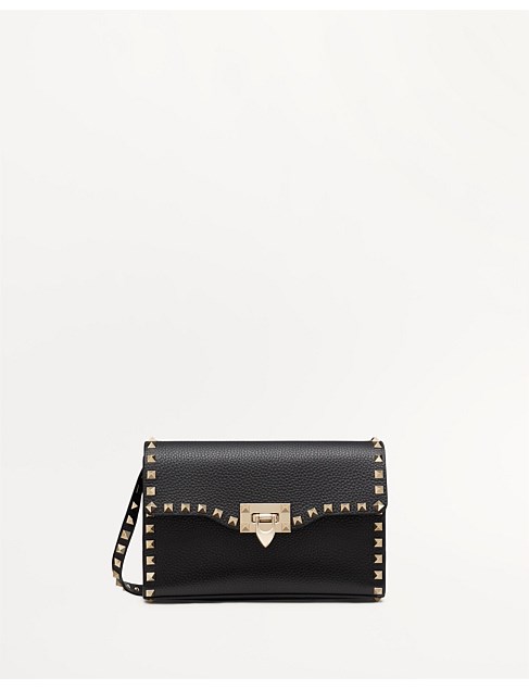 Valentino Rockstud Small Shoulder Bag In Grainy Calfskin Leather ...