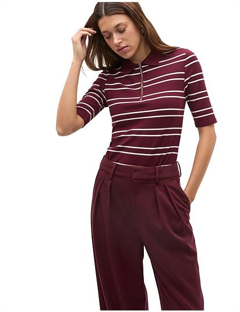 Seed Heritage Variegated Rib Polo Top | David Jones