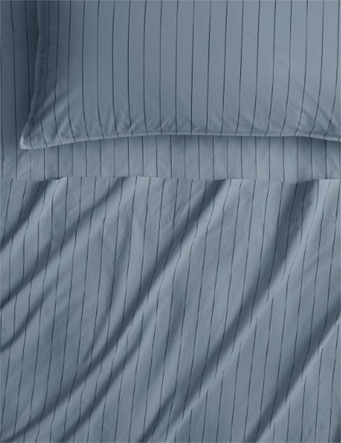 Sheridan Bayley Stripe Percale King Single Sheet Set In Steel Blue ...