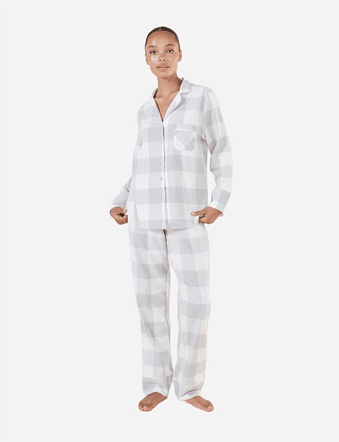 Gingerlilly Emery Cotton Flannel Check Long Pyjama Set | David Jones