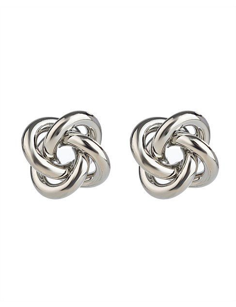 David Jones Large Swirl Stud Earrings Rhodium Plated | David Jones
