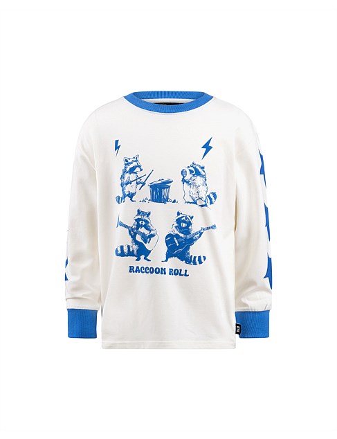 Rock Your Kid Raccoon Roll Long Sleeve T-shirt | David Jones