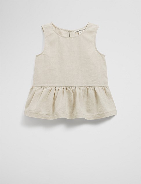 Country Road Organically Grown Linen Linen Ruffle Top | David Jones
