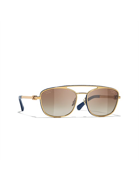 Chanel Square Gold Brown Gradient Polar Sunglasses | David Jones
