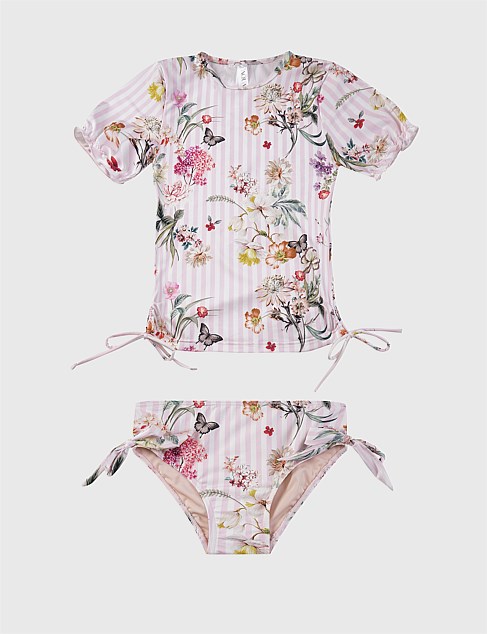 Aqua Blu Flutter Long Sleeve Rash Vest Set | David Jones