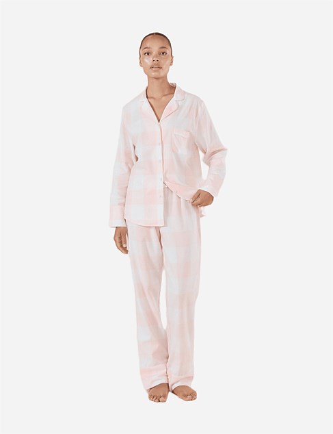 Gingerlilly Emery Cotton Flannel Check Long Pyjama Set | David Jones