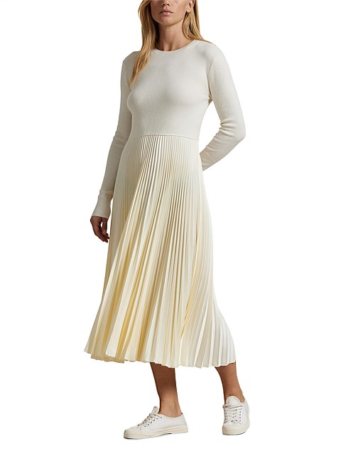 Polo Ralph Lauren Hybrid Sweater-pleated Dress | David Jones