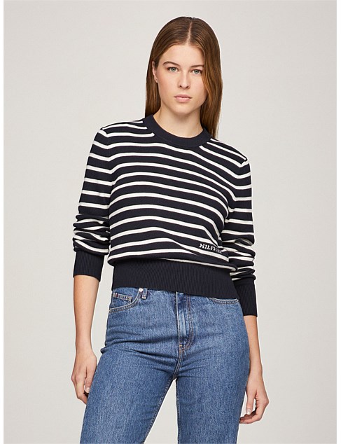 Tommy Hilfiger Mini Stripe Crew Neck Sweater | David Jones