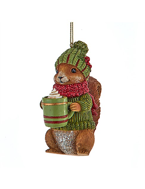 Kurt Adler 8cm Squirrel With Hot Chocolate Resin Ornament | David Jones