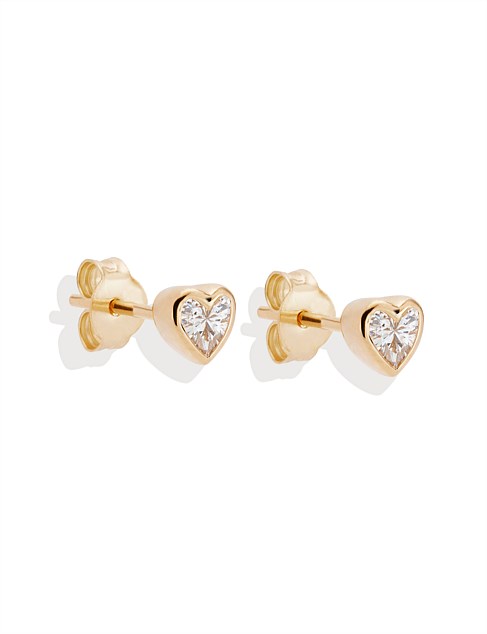 By Charlotte Gold Radiant Heart Stud Earrings | David Jones