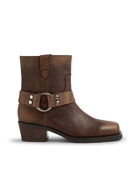 Mollini Harlee Smokey Brown Leather Ankle Boots | David Jones