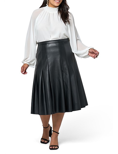 Curve Project Something 4 Olivia -Seraphina Pleated Pu Skirt | David Jones