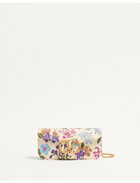 Valentino Vlogo Loco Moire Fabric Clutch With Jewel Logo | David Jones