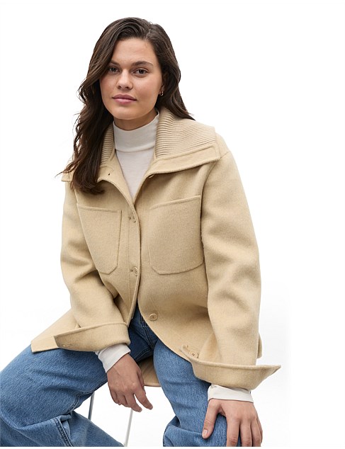 Seed Heritage Wool Blend Rib Shacket | David Jones