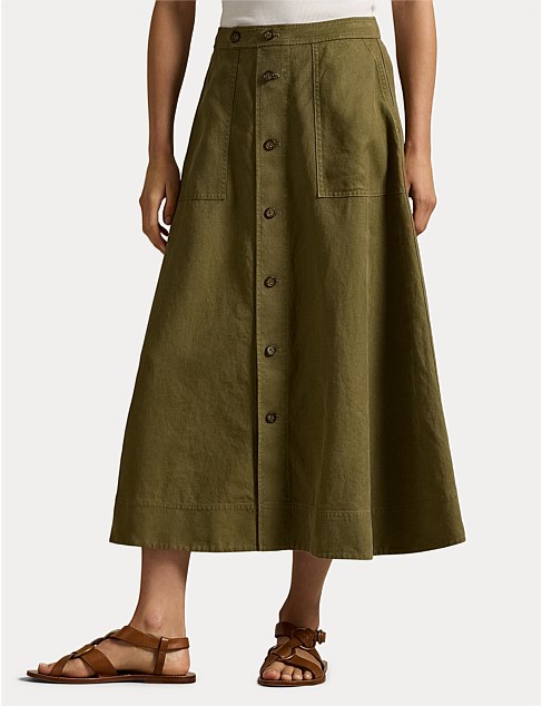 Polo Ralph Lauren Hemp A-line Midi Skirt | David Jones