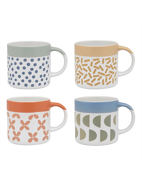 Porto Loft Set Of 4 Mugs 320ml Mixed | David Jones