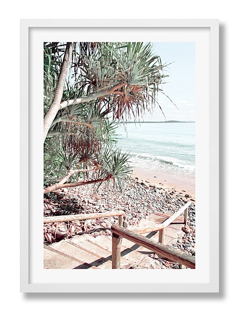 Profile Australian Made Noosaville Beach Stairs Art Print A3 White ...