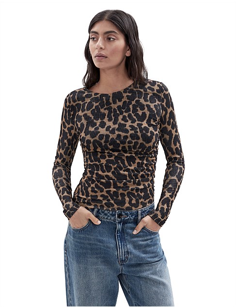 Unison Leopard Print Long Sleeve Tee | David Jones